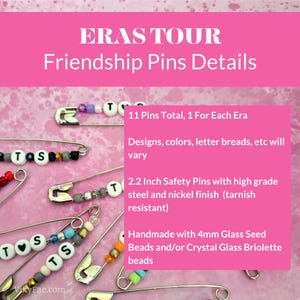 Eras Tour Friendship Pins | 2.2 Inch Silver Pins | Colors & Designs ...