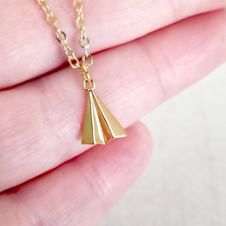Paper Airplane Gold Necklace Tay Tay | 14K Gold Plated Brass Link Chain ...