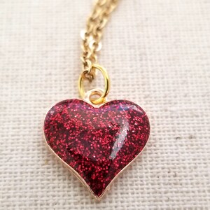 Red Glitter Heart Necklace Inspired by Tay 18 Gold Color Stainless ...