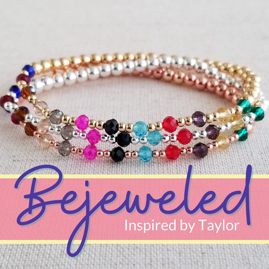 Bejeweled Bracelet Inspired by Tay Midnights | Dainty 4mm Hematite With ...