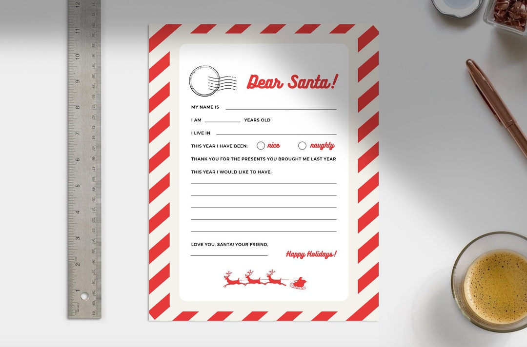 Printable Letter to Santa Claus, Christmas Wish List, Dear Santa ...