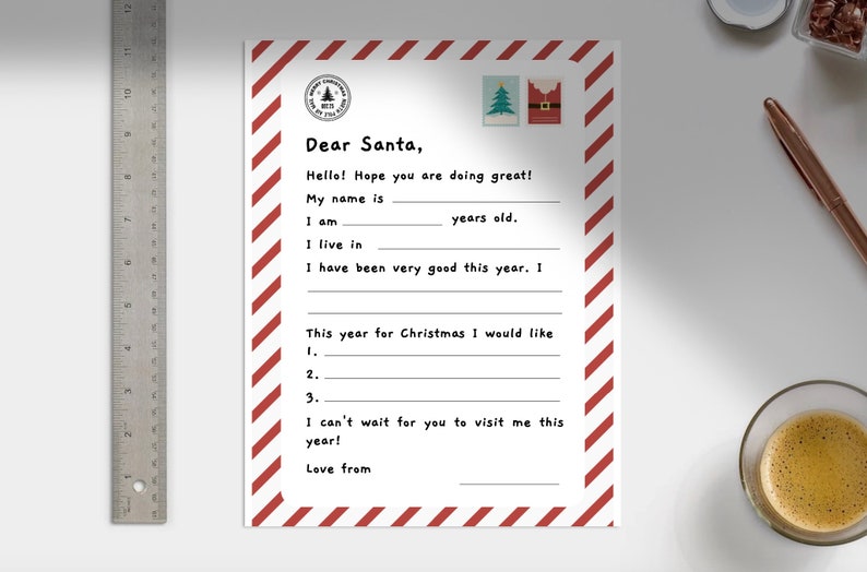 Printable Letter to Santa Claus, Christmas Wish List, Dear Santa ...