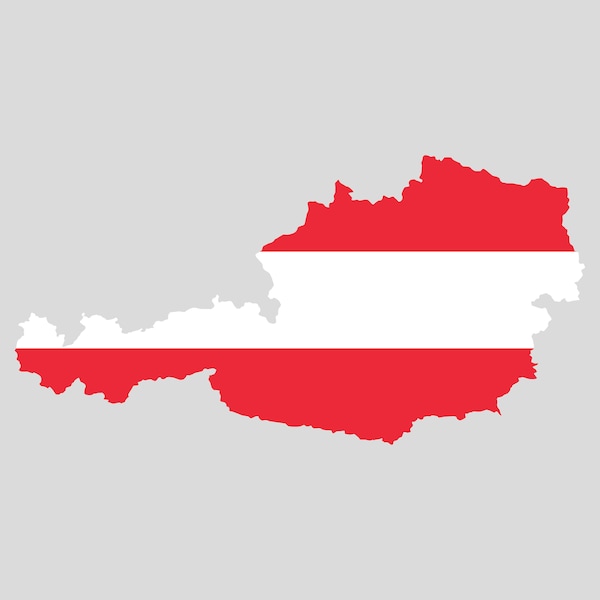 Austria Map With Flag - Etsy