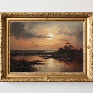Rustic Vintage Moody Sunset Painting - Autumn Landscape Painting ...
