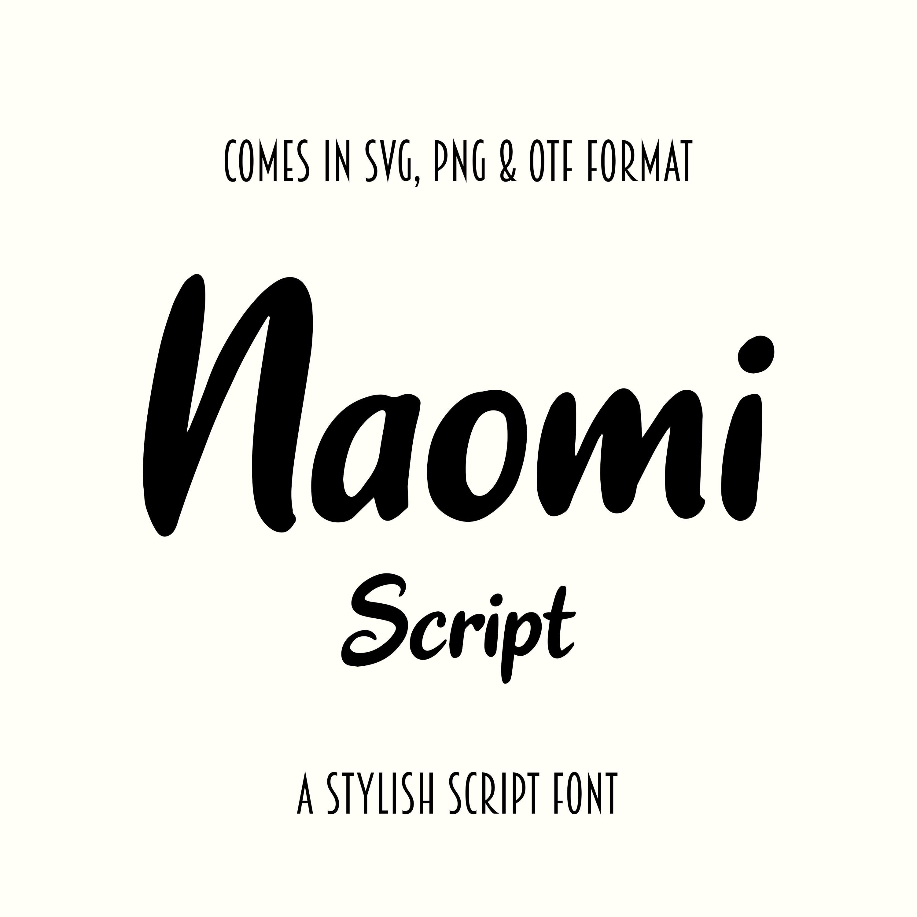 Naomi Stylish Script Font - SVG, PNG, Otf, Ttf - Cursive Font ...