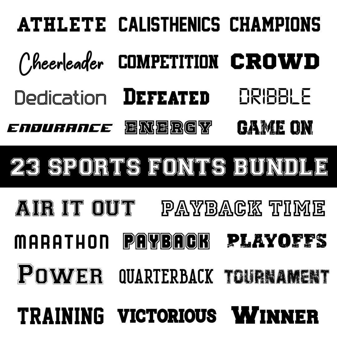 23 Sports Fonts Bundle - SVG, PNG, OTF, Varsity Font - College Font ...