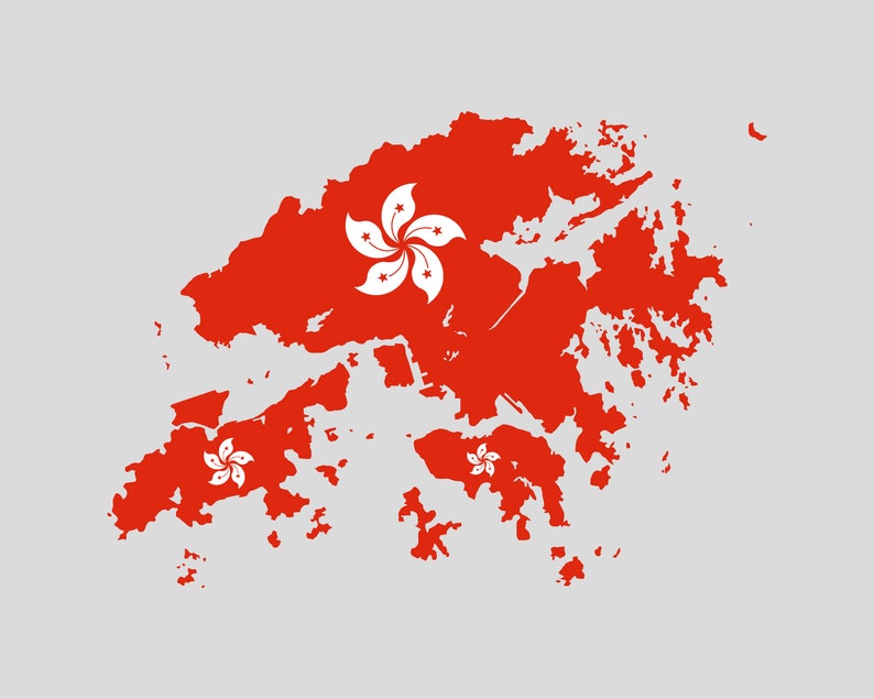 Hong Kong Map SVG PNG Hong Kong Flag Svg Hong Kong Outline - Etsy