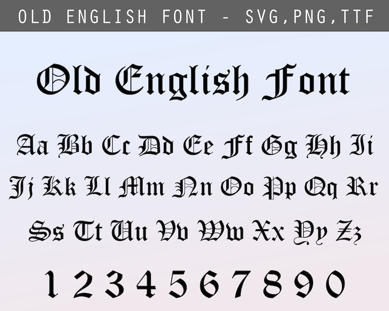2 Old English Fonts SVG, TTF, Png, Letters & Numbers, Font for Cricut ...