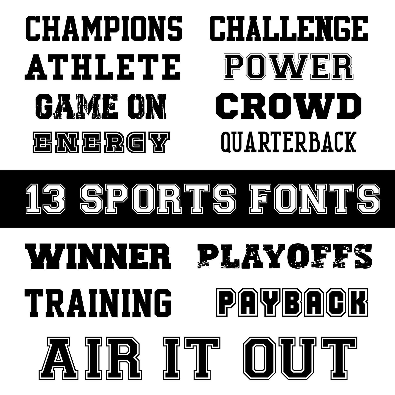 13 Sports Fonts Bundle - SVG, PNG, Ttf/otf - Varsity Font - College ...