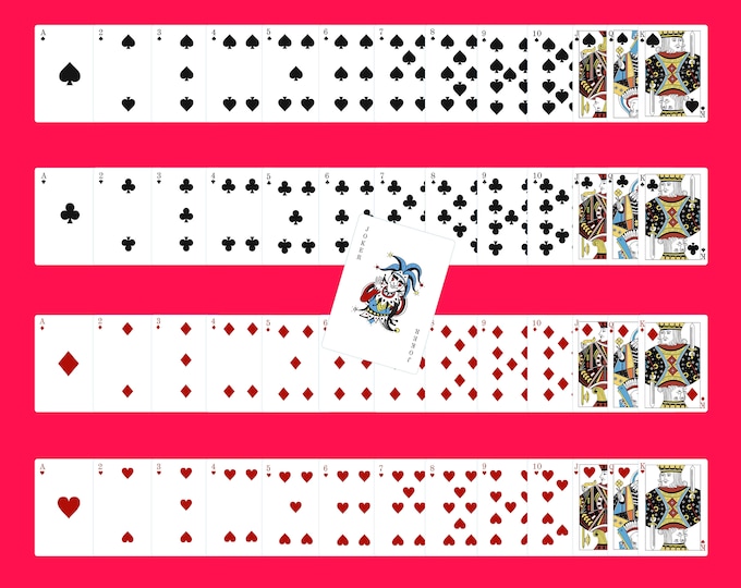 All 52 Playing/poker Cards, Full Deck, Hearts, Spades, Clubs, and ...