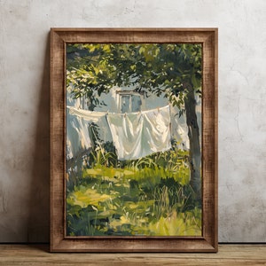 Country Laundry Landscape Print - Laundry Room Decor, Rustic Vintage ...