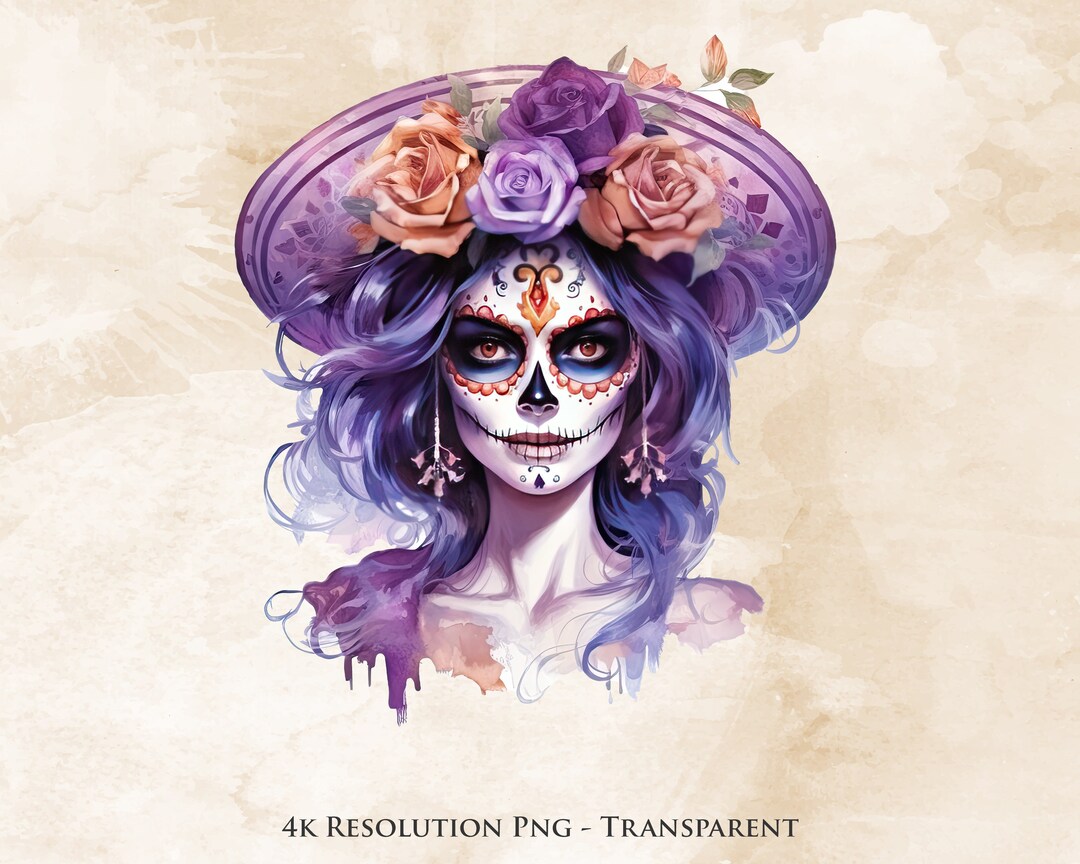 Calavera Catrina Watercolor PNG - Dia De Los Muertos Sublimation ...