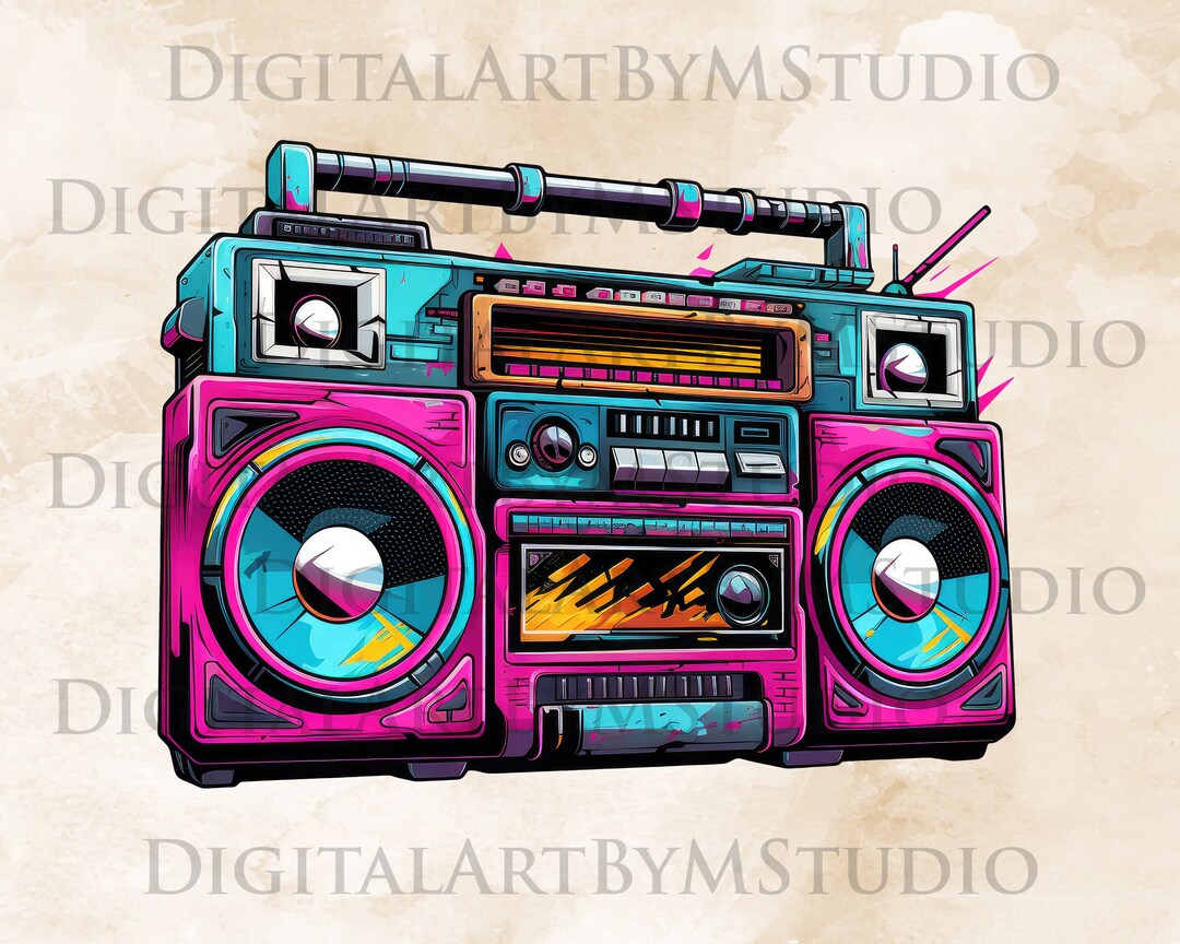 Boombox PNG, 80s Clipart, Hip Hop, Boom Box Clipart, Retro PNG, Boombox ...