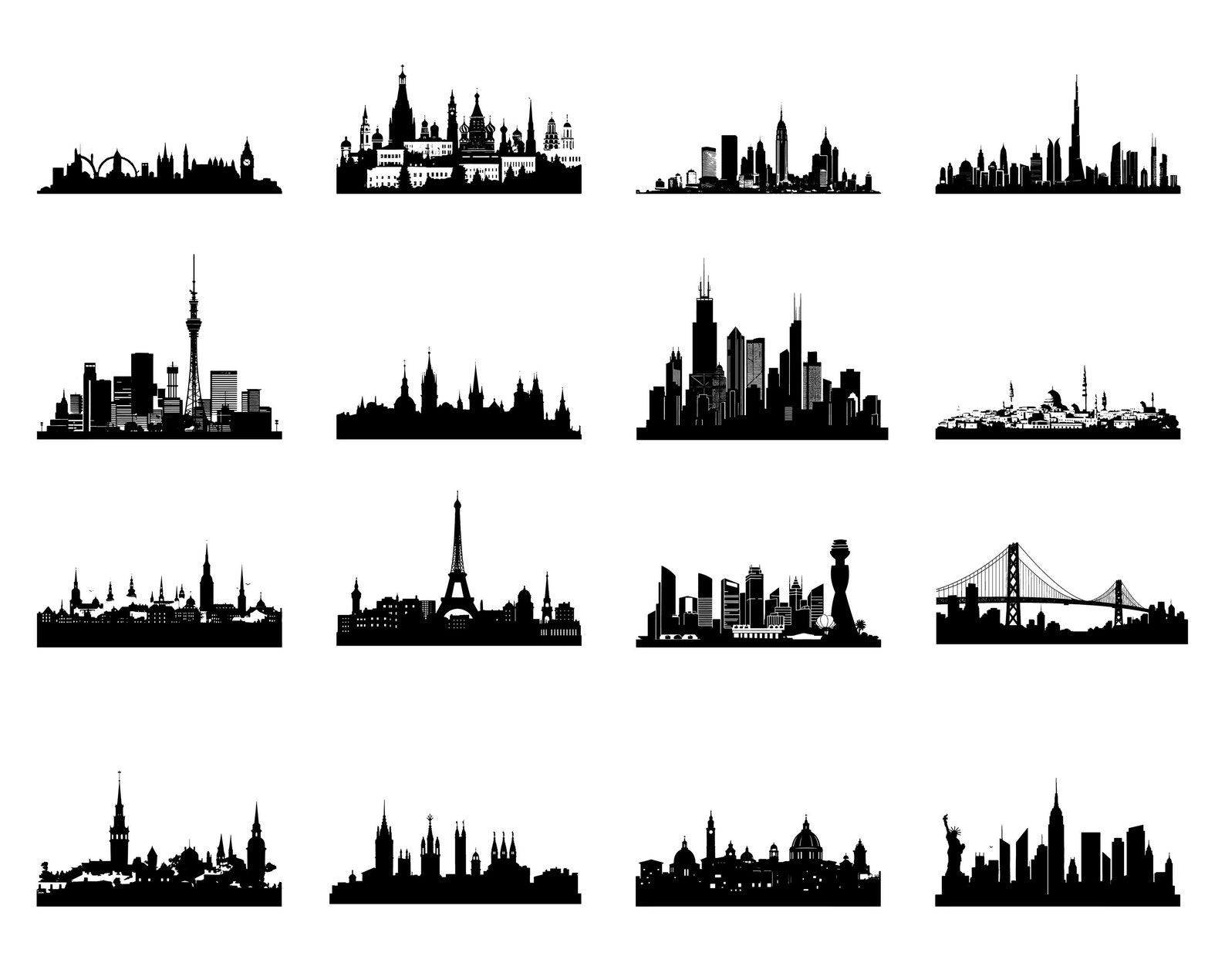 World Cities Skyline SVG, PNG - New York Skyline Svg, Singapore Skyline ...