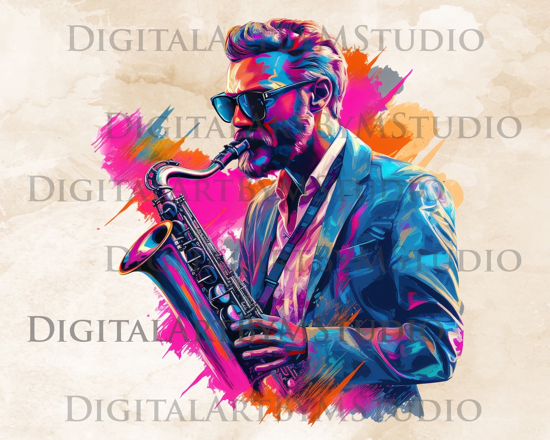 Saxophone Player PNG 80s Clipart Sax Player Retro PNG Jazz - Etsy