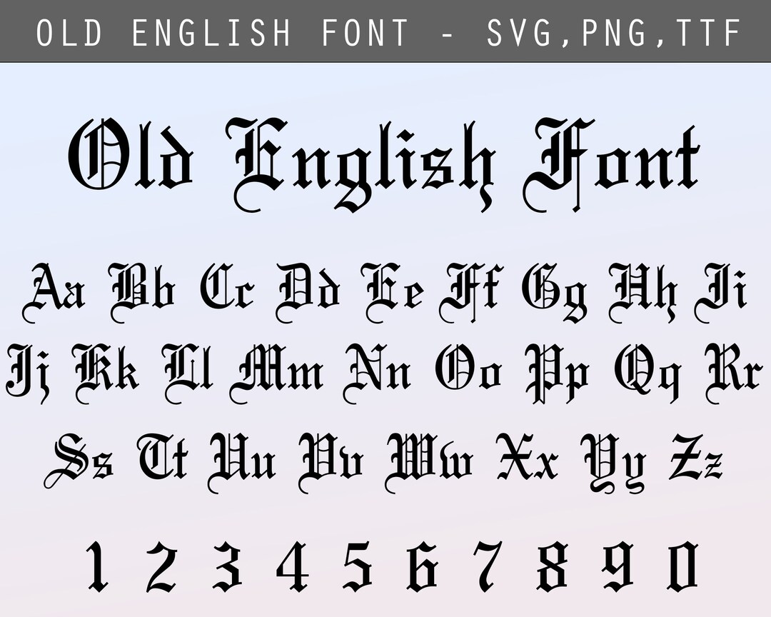 2 Old English Fonts SVG TTF Png Letters Numbers Font For Etsy
