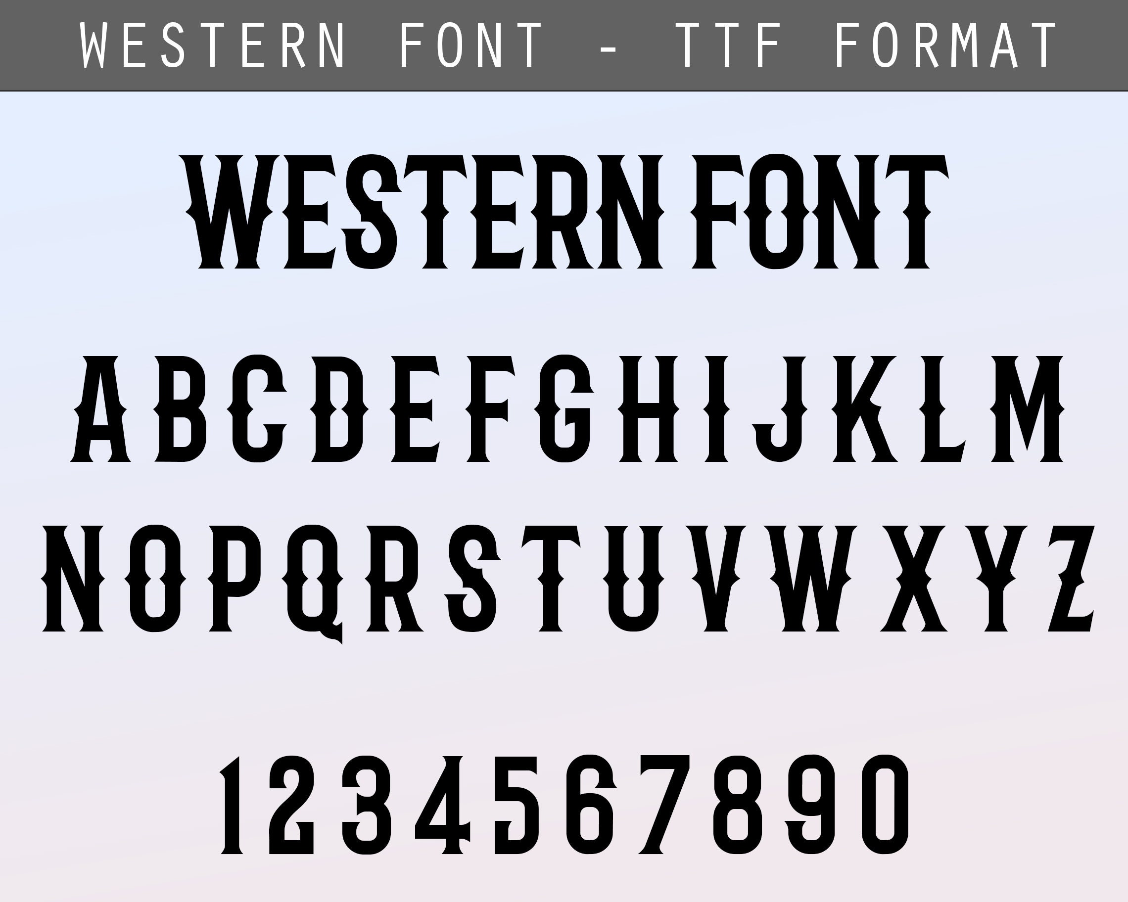 Western Font TTF Western Letters & Numbers Cricut Alphabet - Etsy