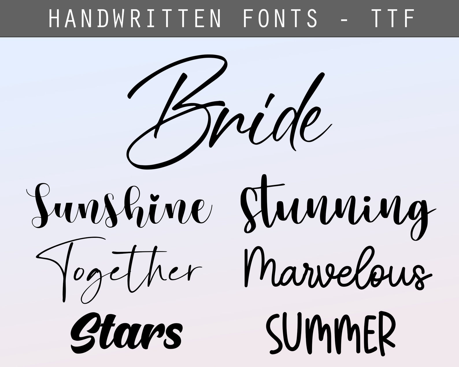 Handwritten Font Bundle TTF Cursive Fonts Wedding Fonts - Etsy