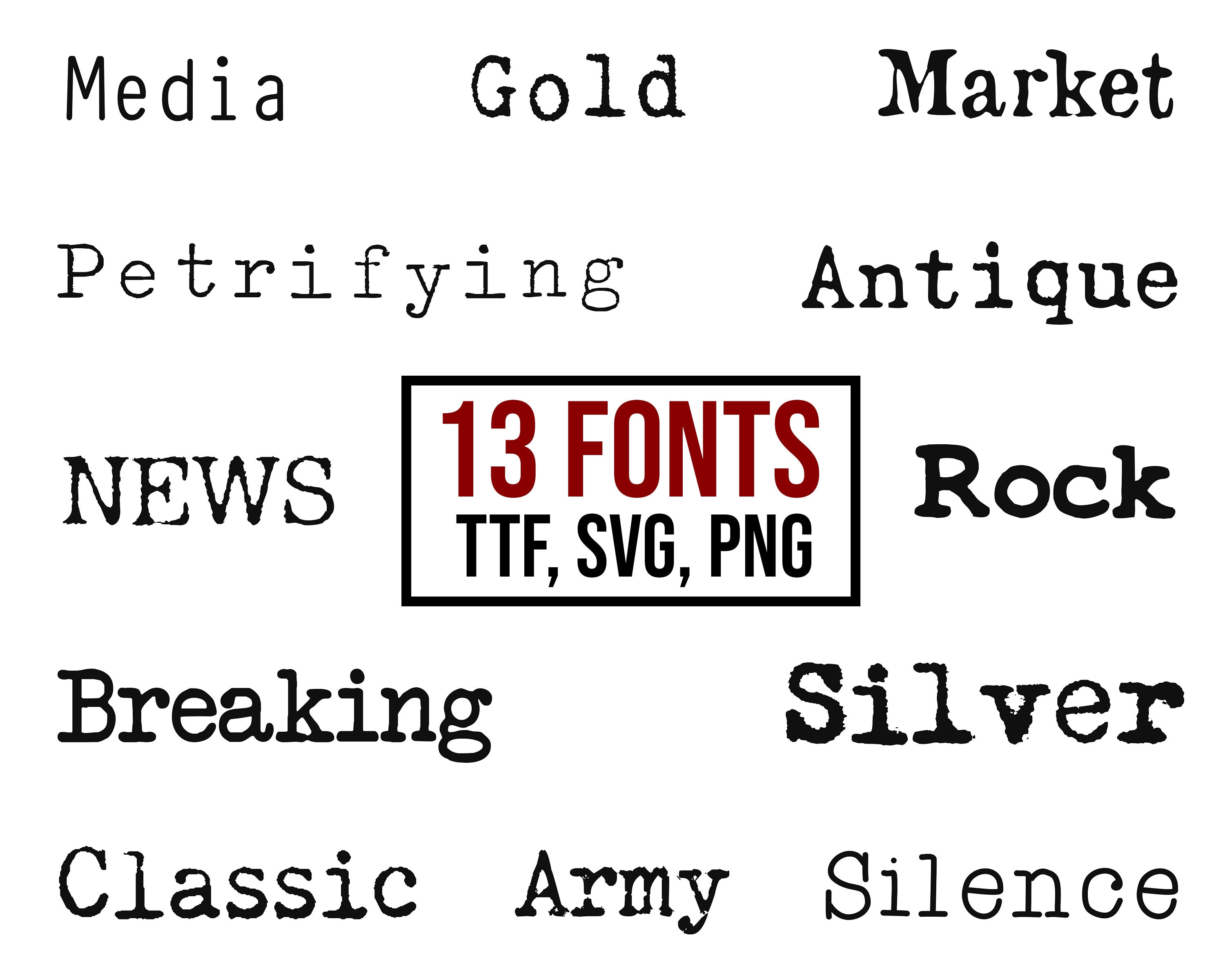 13 Typewriter Font BUNDLE TTF SVG Png Letters and Numbers - Etsy Australia