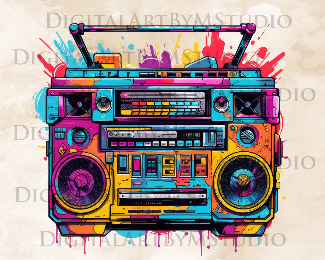 Boombox PNG, 80s Clipart, Hip Hop, Boom Box Clipart, Retro PNG, Boombox ...