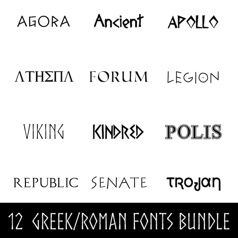 12 Greek, Norse, Roman Font BUNDLE Otf/ttf, Svg, Png - Celtic, Nordic ...