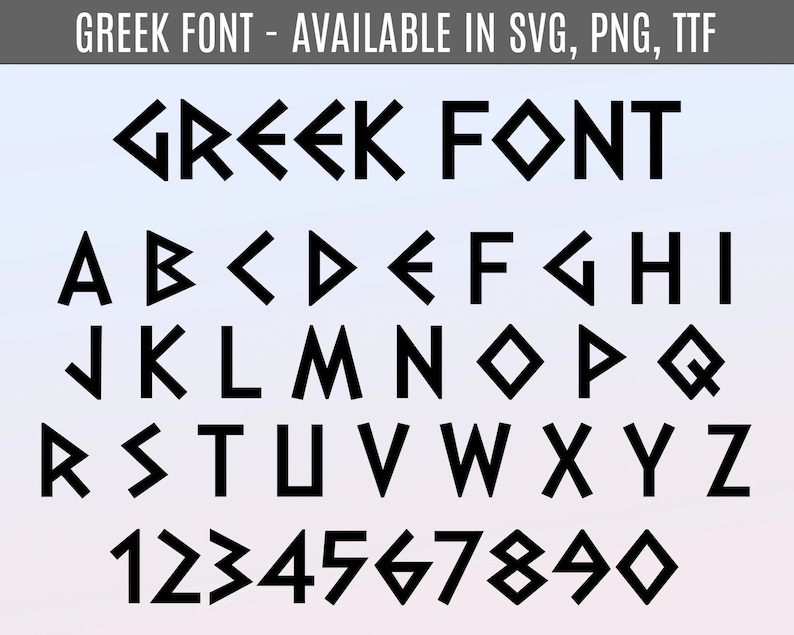 Greek Font TTF SVG Png Alphabet Letters & Numbers Cricut - Etsy