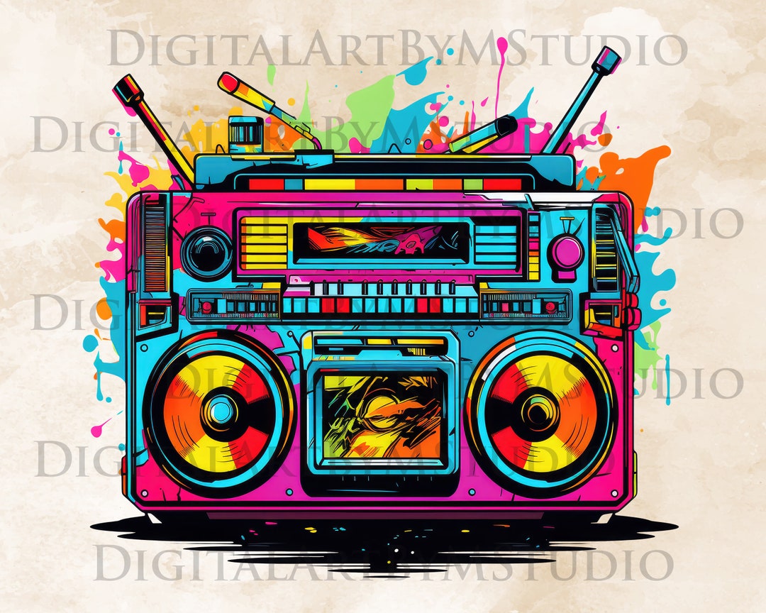 Boombox PNG, 80s Clipart, Hip Hop, Boom Box Clipart, Retro PNG, Boombox ...