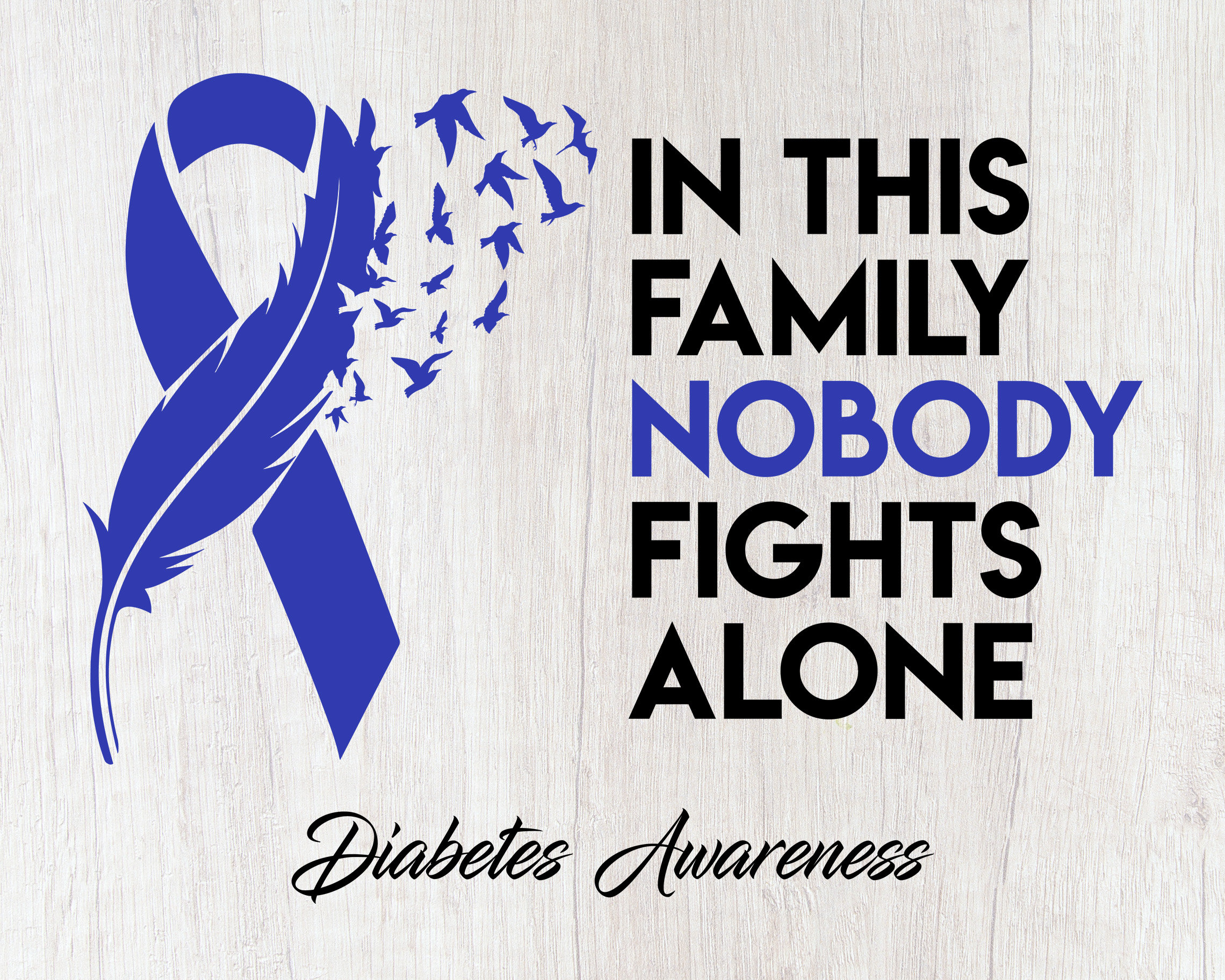 Diabetes Awareness SVG PNG Blanco y negro En esta familia - Etsy España