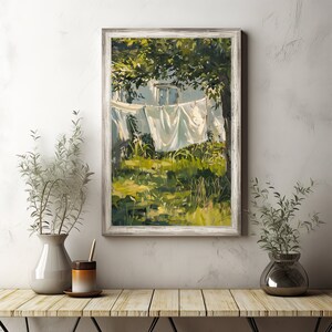 Country Laundry Landscape Print - Laundry Room Decor, Rustic Vintage ...
