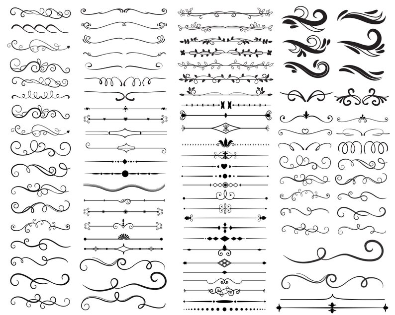 140 Decorative Elements SVG, Ornaments Svg, Flourishes SVG, Swirls SVG ...