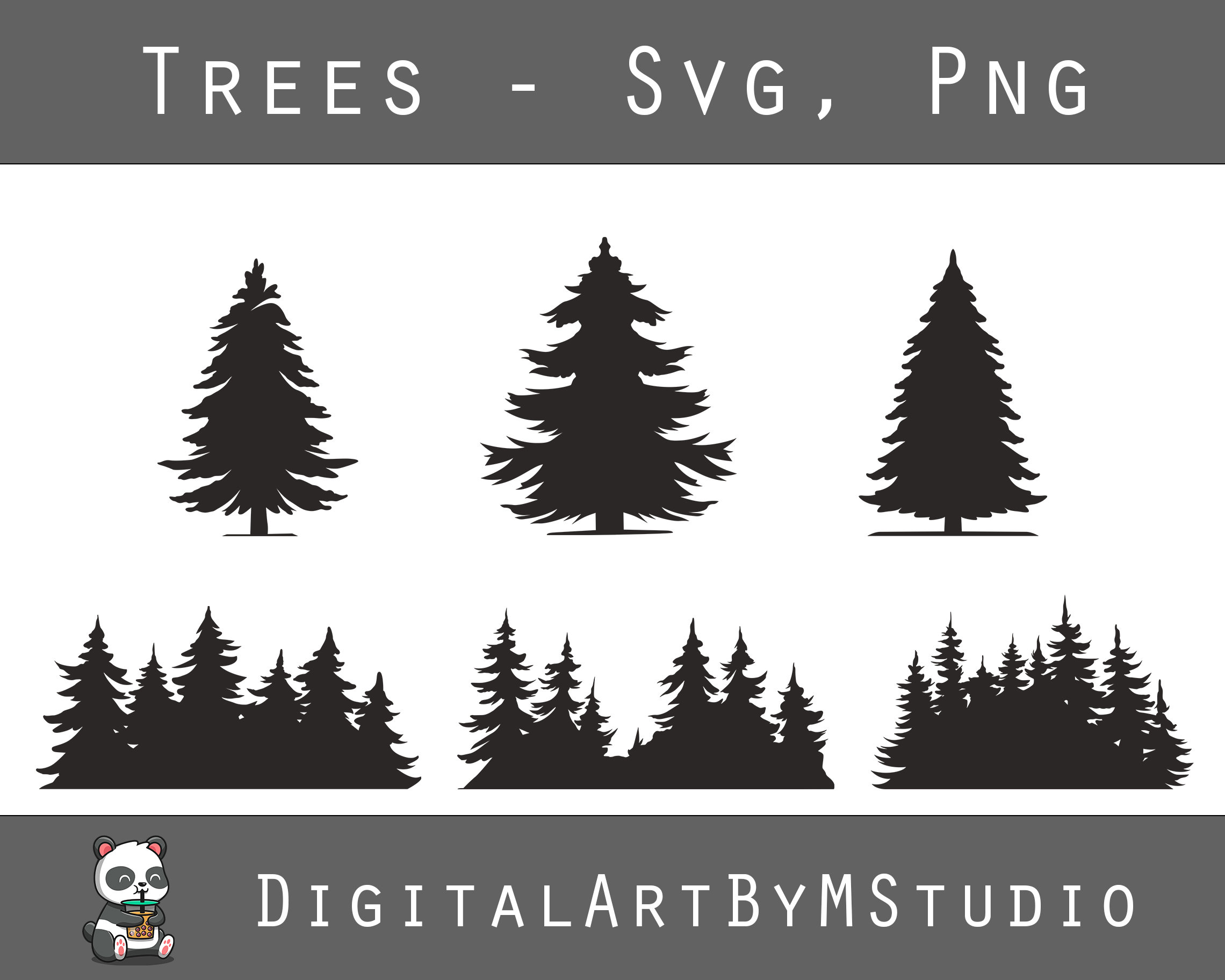 Pine Trees Tree Bundle Vector SVG PNG Outdoors Forest - Etsy