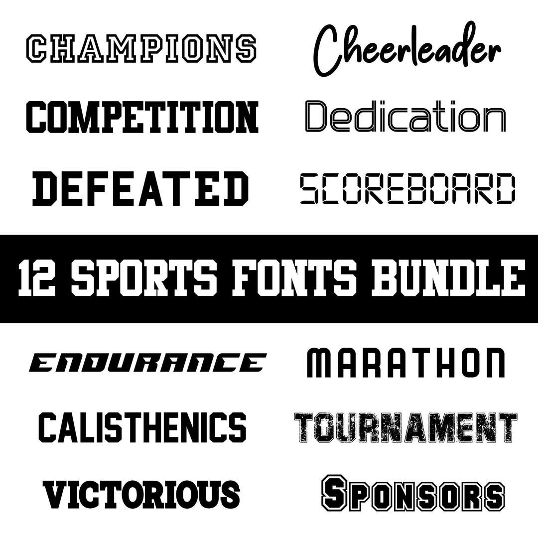 12 Sports Fonts Bundle - SVG, PNG, TTF, Varsity Font - College Font ...
