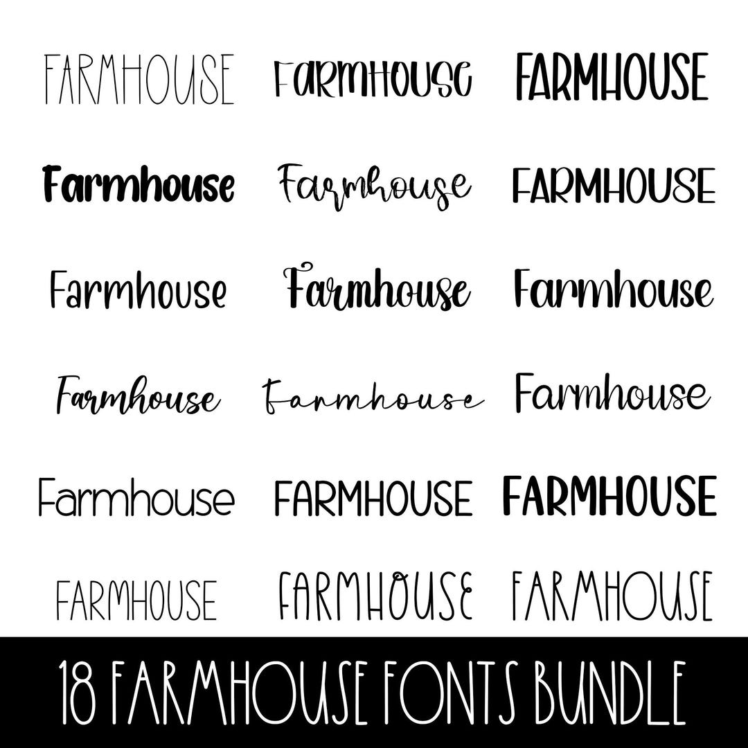 18 Farmhouse Font Bundle - OTF, SVG, PNG -rae Dunn Inspired Font, Rae ...