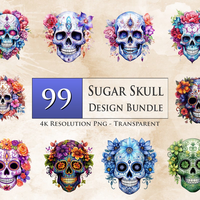 Watercolor Sugar Skull - Etsy