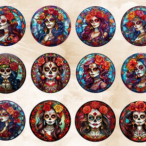 44 Stained Glass Calavera Catrina Bundle PNG - Mexican Halloween, Day ...