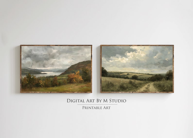 Country Landscape Wall Art Paintings Printable Set of Two GA6 Digital ...