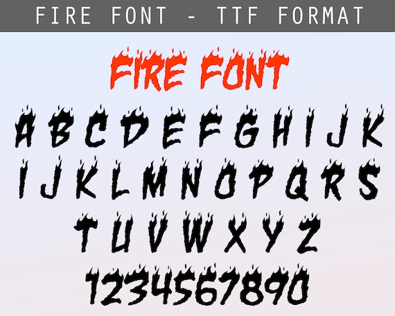 Fire Font TTF Flame Font Fonts for Cricut Alphabet - Etsy