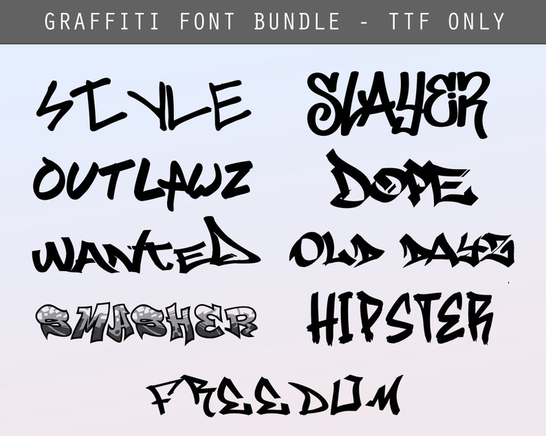9 Graffiti Fonts Urban Font Font Bundle TTF Alphabet - Etsy