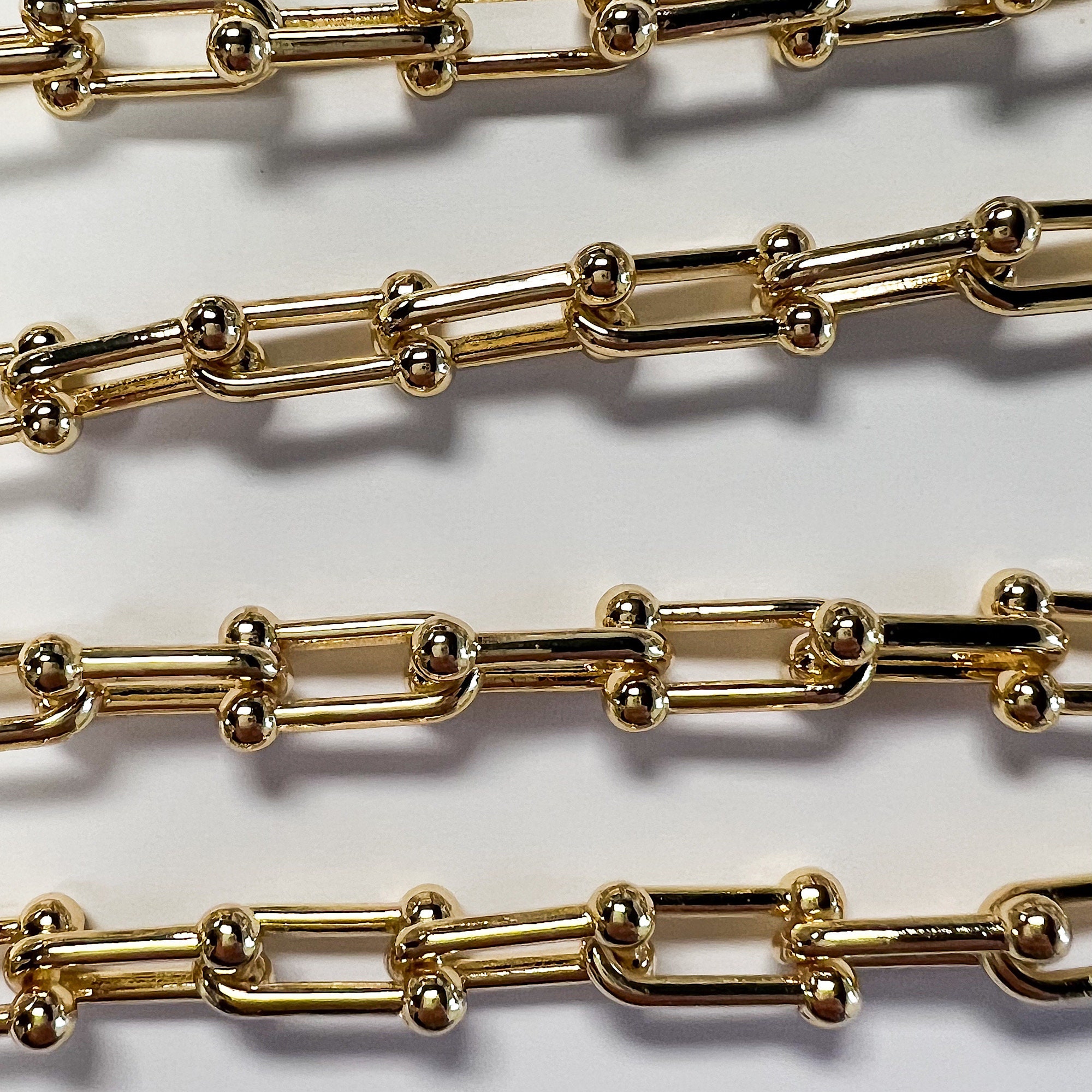 Gold Plate U-shape Chain, Gold U-link Chain, Horseshoe Link Chain ...