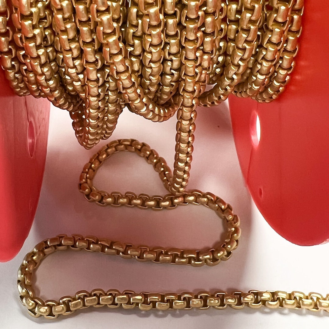 4mm Matte Gold Plate Round Box Chain, CH608EG, Necklace Chain. - Etsy