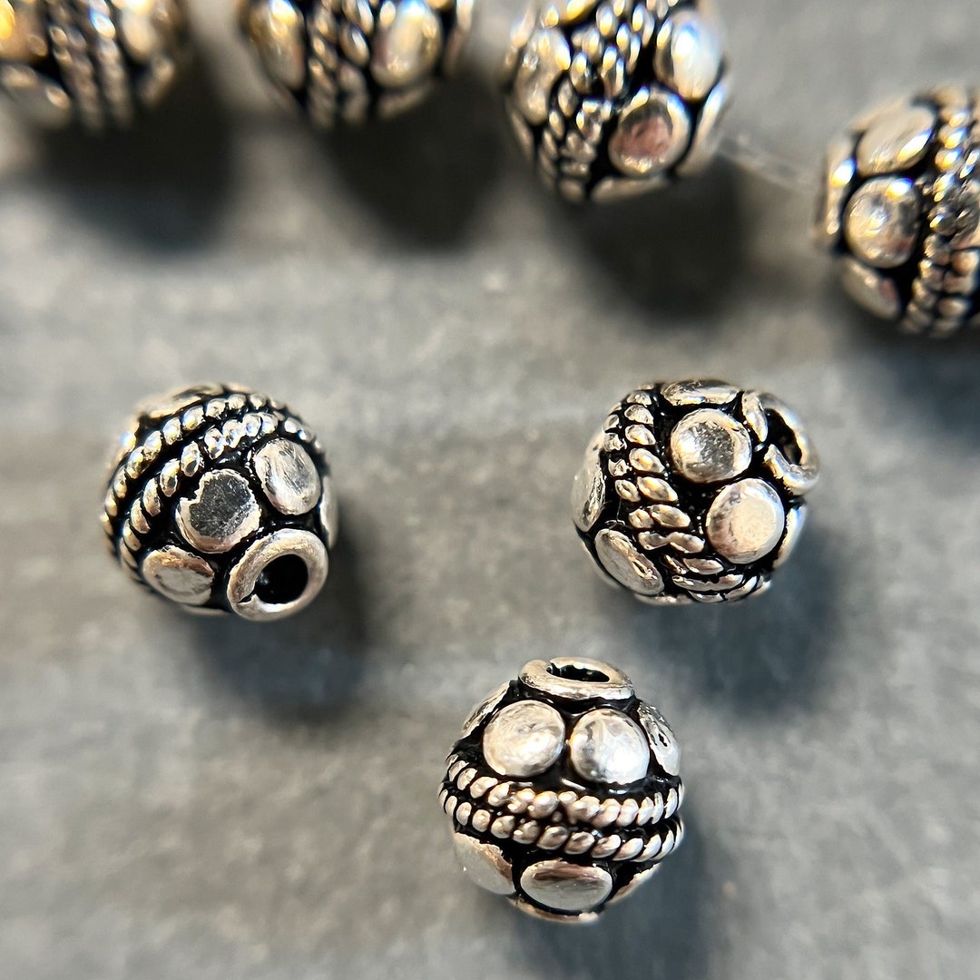 Bali Silver Beads, Sterling Silver Round Bead, 6MM - Etsy