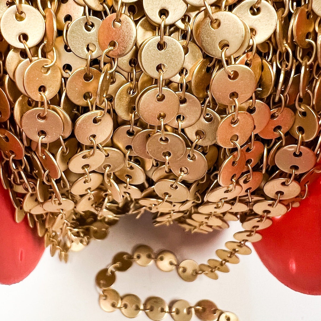 6mm Matte Gold Plate Sequin Chain - Etsy