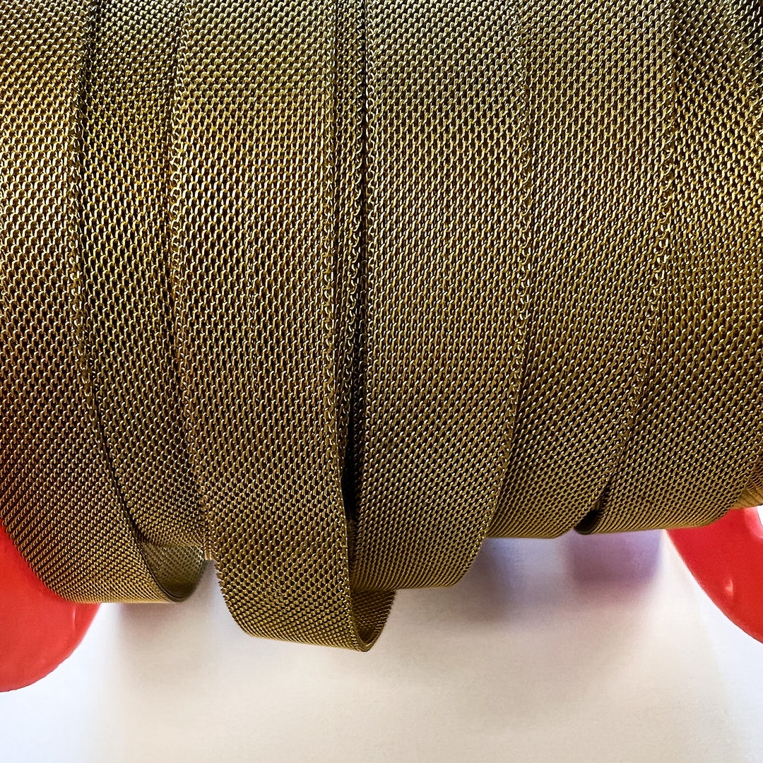 Vintage Antique Gold Plate Mesh Ribbon Chain, CH551EAG 15mm, Mesh Chain ...