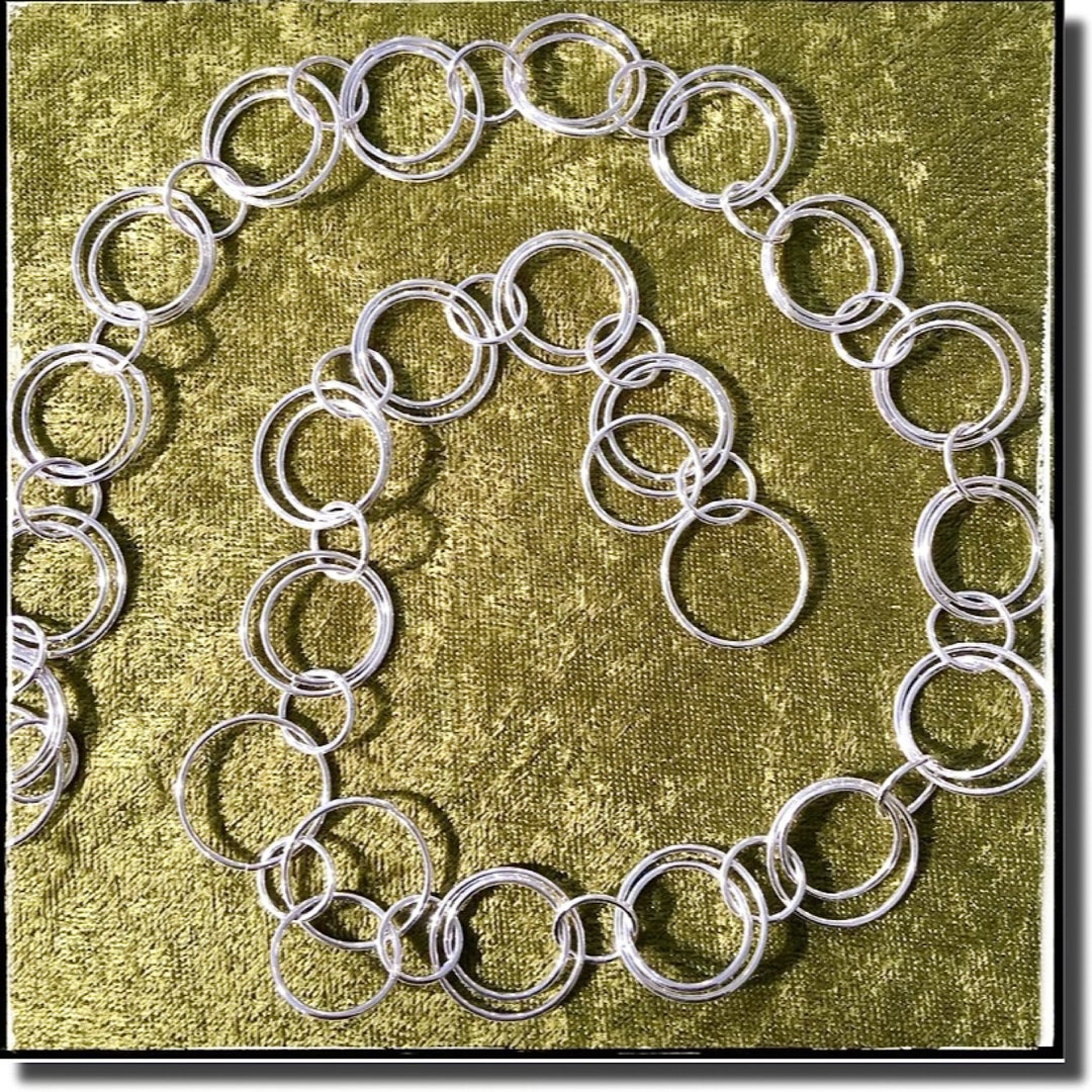 Silver Plate Large Floating Double Ring Chain - Etsy