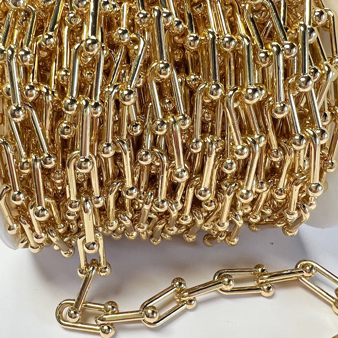 Gold Plate U-shape Chain, Gold U-link Chain, Horseshoe Link Chain ...