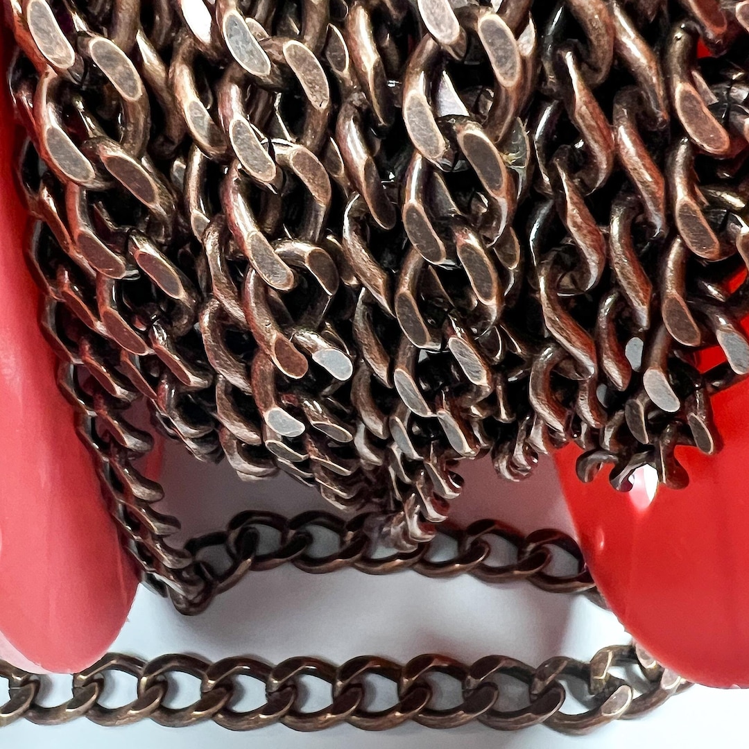 Antique Copper Diamond Cut Large Strong Open Boxcar Curb Chain ...