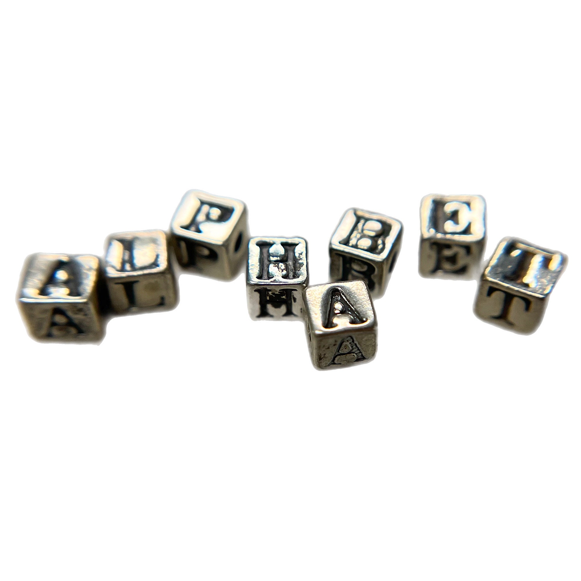 4mm Alphabet Letters Sterling Silver Block Beads - Etsy
