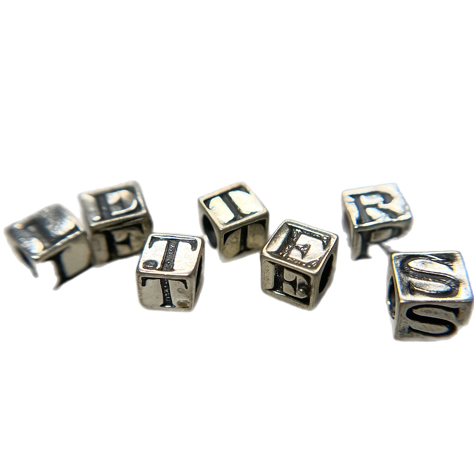 5mm Alphabet Letters Sterling Silver Block Beads - Etsy