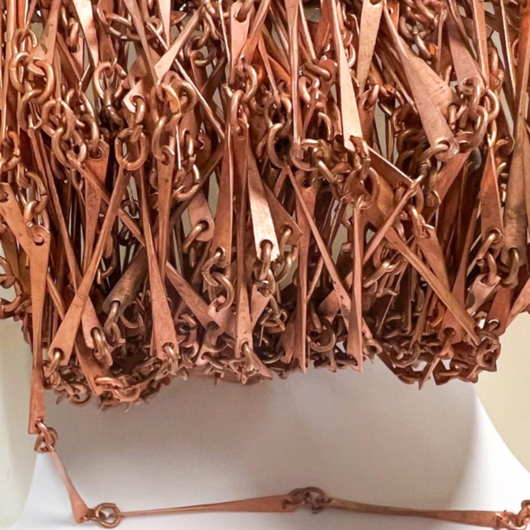 Vintage Antique Copper Twisted Bar Chain, Vintage Chain, Bar Length ...