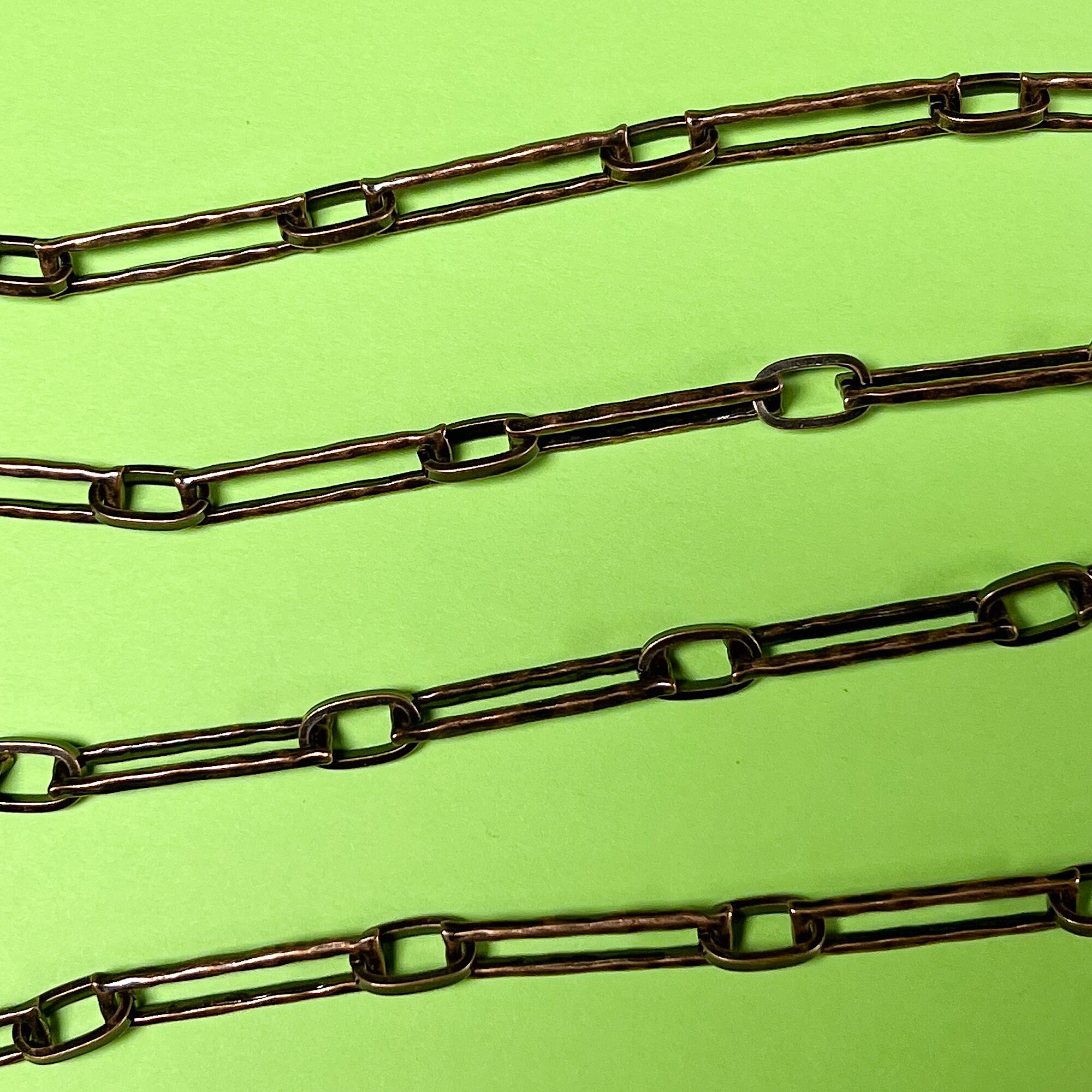 Antique Copper Large Hammered Textured Rectangle Chain, Large Link ...
